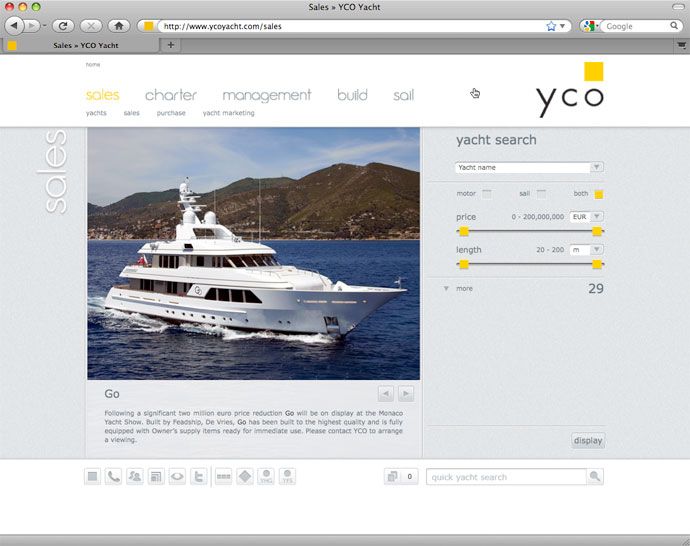 New superyacht website for YCO